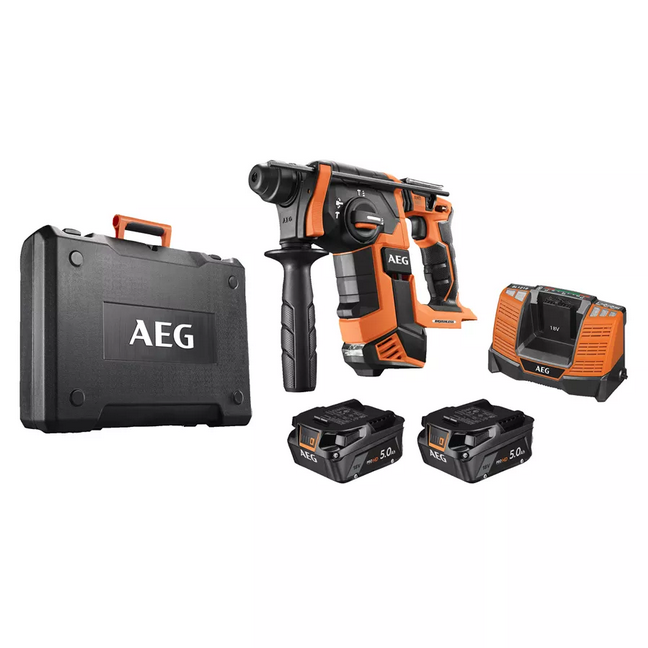 SDS-Plus Brushless 18V hammer with 2 5.0Ah batteries - BBH18BL AEG – Brico Home