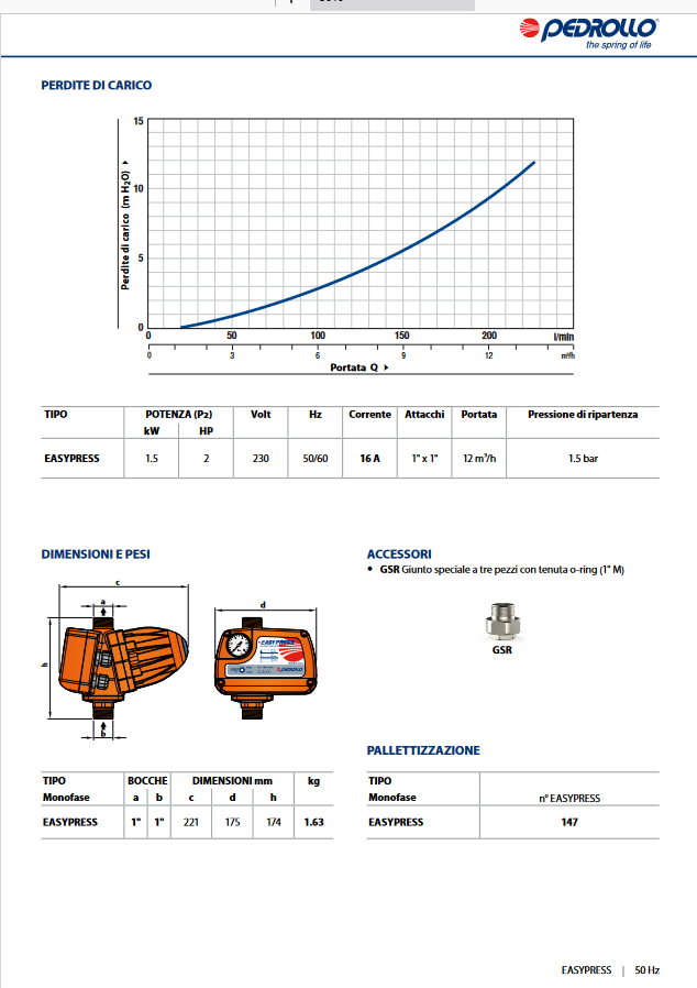 Presscontrol Pedrollo EASYPRESS 2,2 BAR Electronic pressure regulator ...